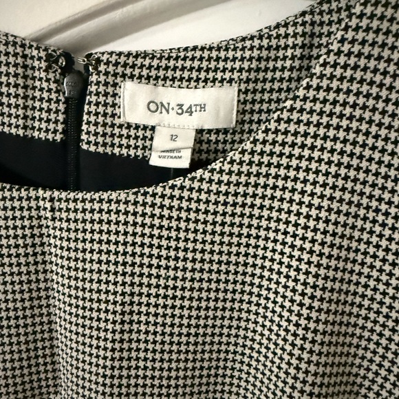 ON 34th | Dresses | Chic Houndstooth Dress With Black And Tan Accents ...
